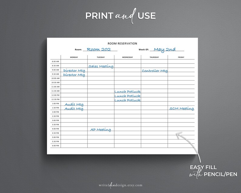 Room Reservation Sign-up PDF. Conference Room Reservation. Meeting Room ...