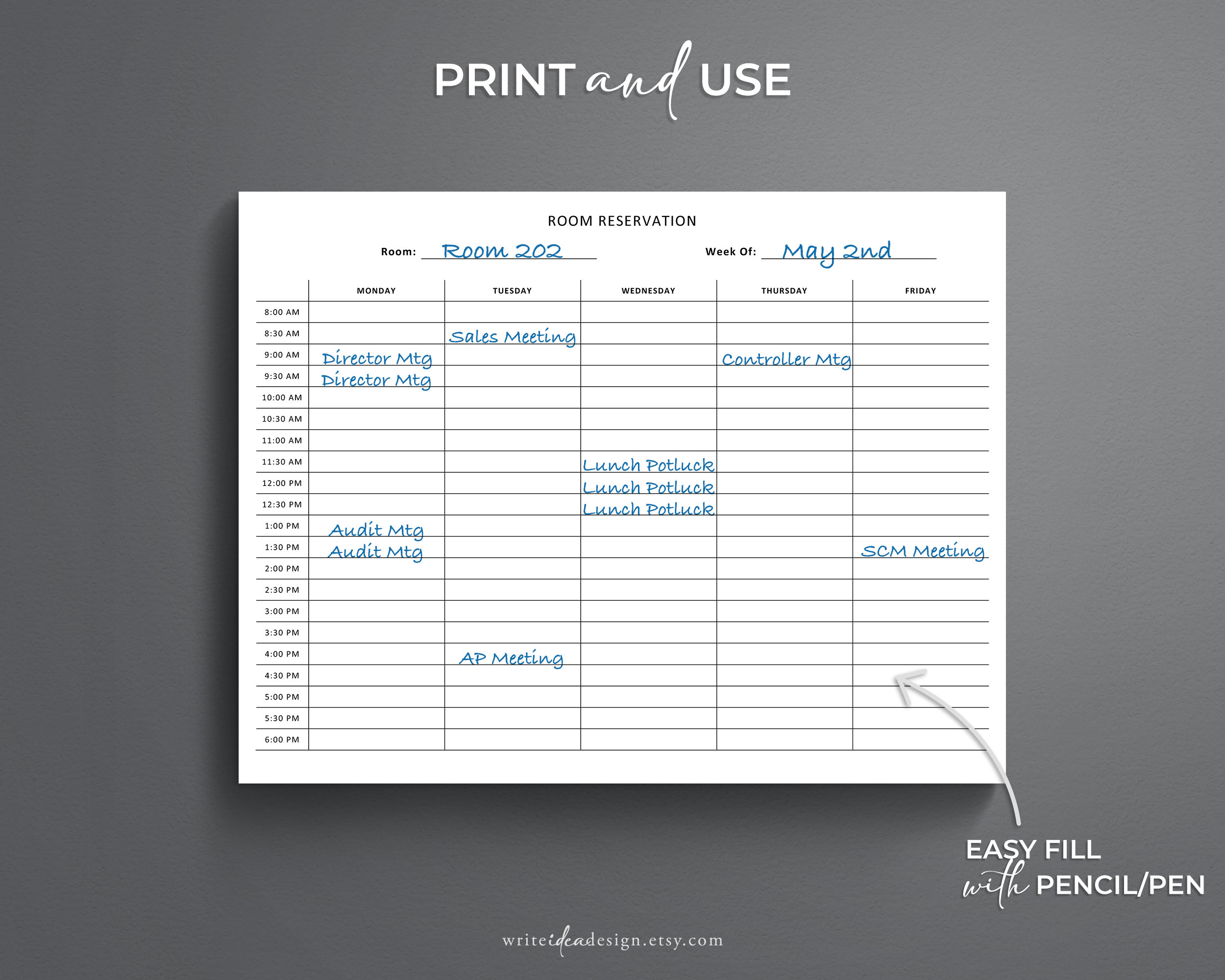 Conference Room Sign Out Sheet