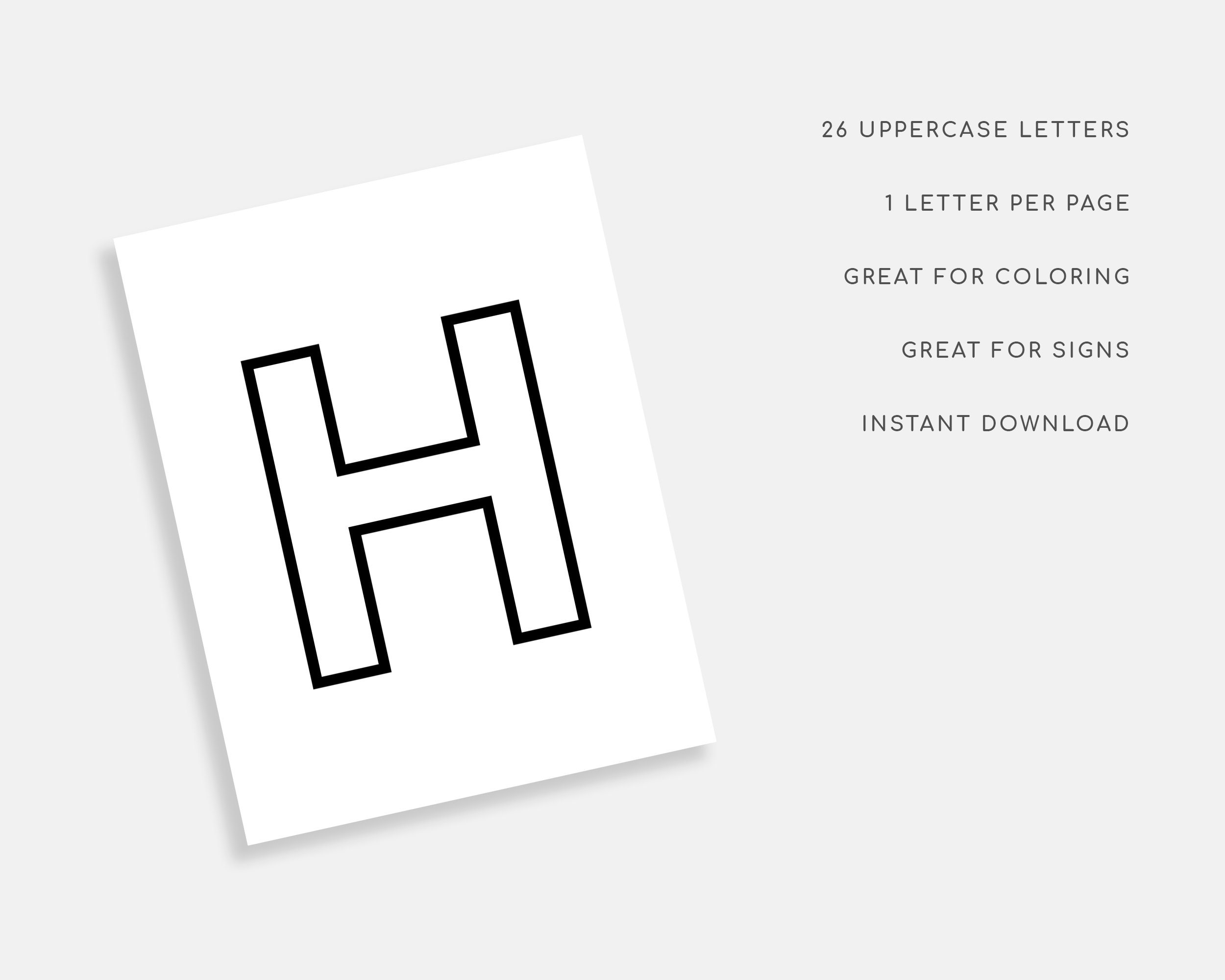 Printable Uppercase Letters. Printable Alphabet. 26 Pages. - Etsy