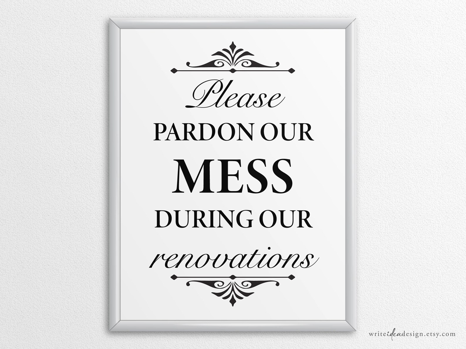 Pardon Our Mess Sign | Elegant Renovation Notice (PDF & PNG) - Etsy