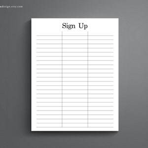 Printable Sign up Sheet | Event & Party Template (4 Pdfs) - Etsy