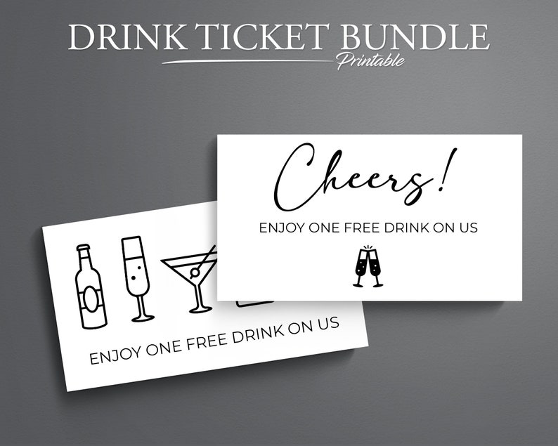 Set of 5 Printable Drink Ticket Templates for Weddings and - Etsy