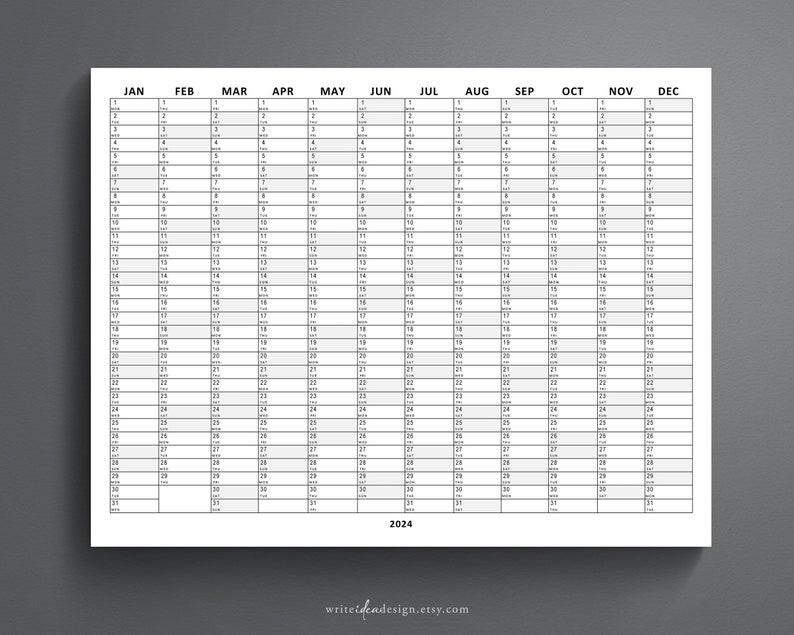 2023 & 2024 Year Planner on 1 Page. Yearly Planner. 365 Day - Etsy ...