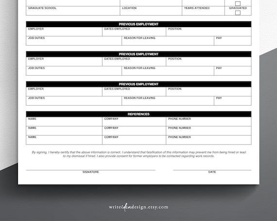 Job Application Template Microsoft Word