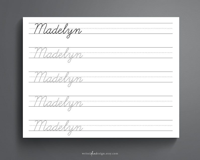 Personalized Cursive Name Tracing Sheet. Cursive Name Writing. - Etsy UK