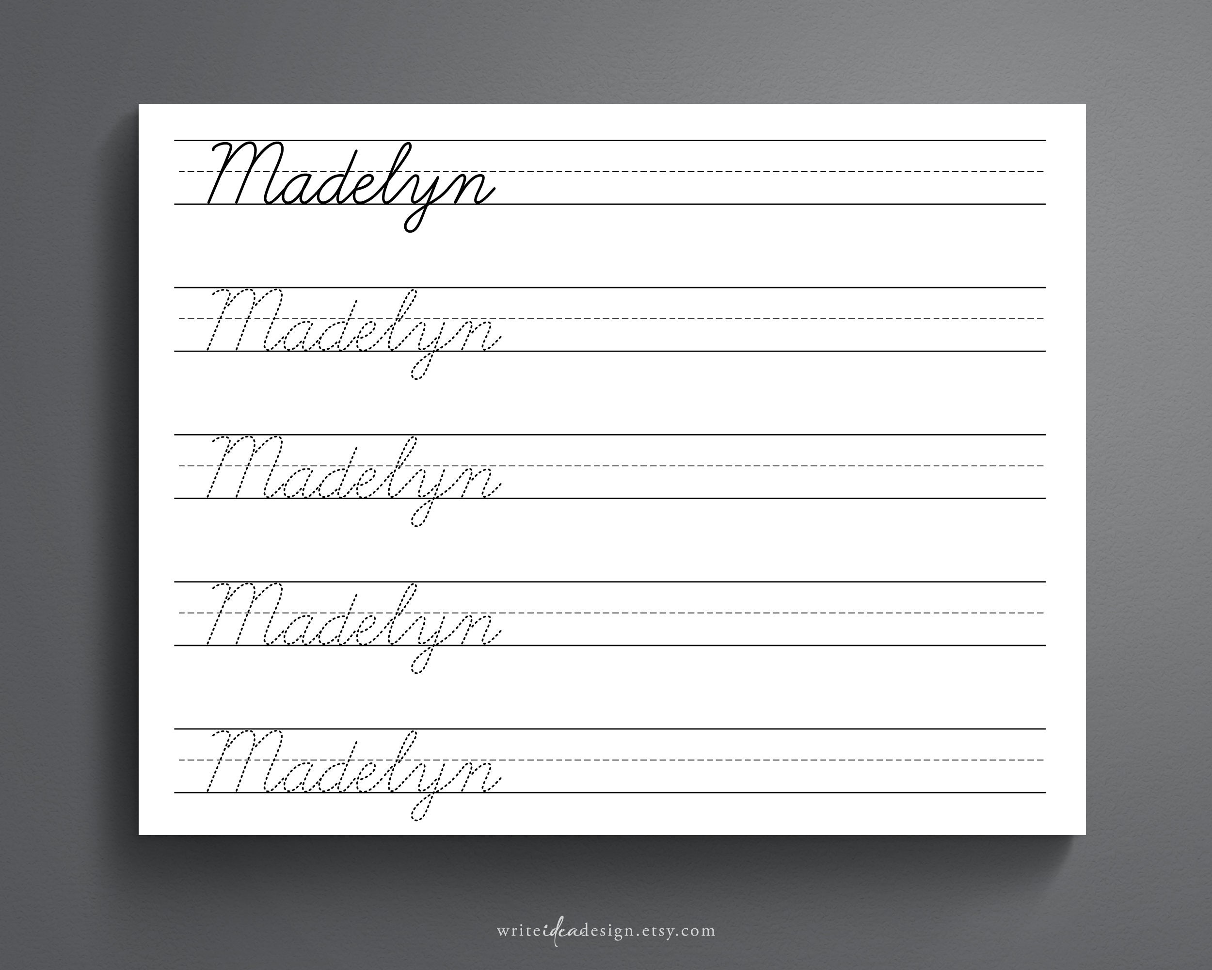 Personalized Cursive Name Tracing Sheet. Cursive Name Writing. - Etsy ...