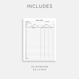 Printable Order Template. Order Form. Sales Order Template. - Etsy