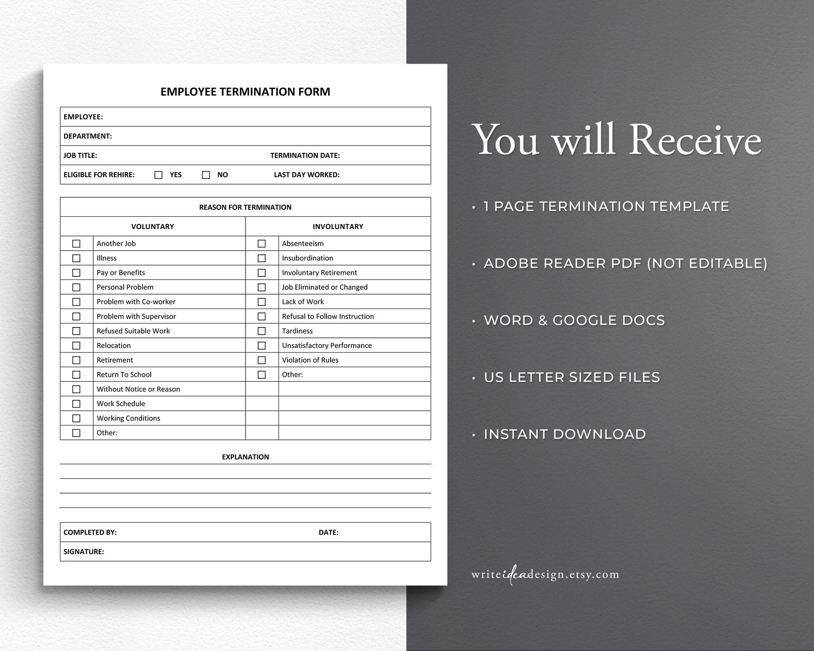 Employee Termination Form Template: HR Offboarding (word, Google Docs ...