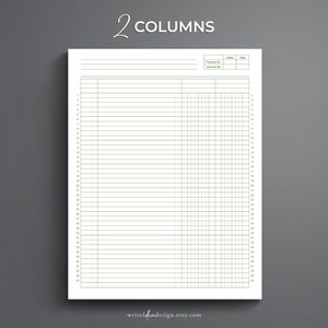 Printable Columnar Paper. Accounting Ledger. Digital Ledger Paper ...