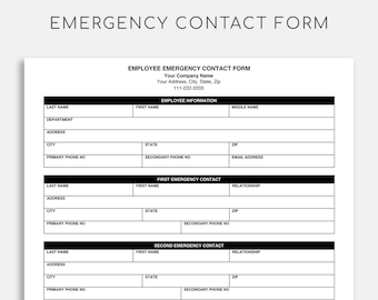 Employee Emergency Contact Form Google - Etsy