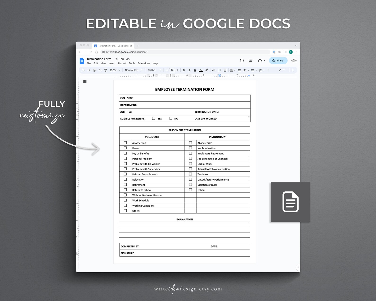 Employee Termination Form Template: HR Offboarding (word, Google Docs ...