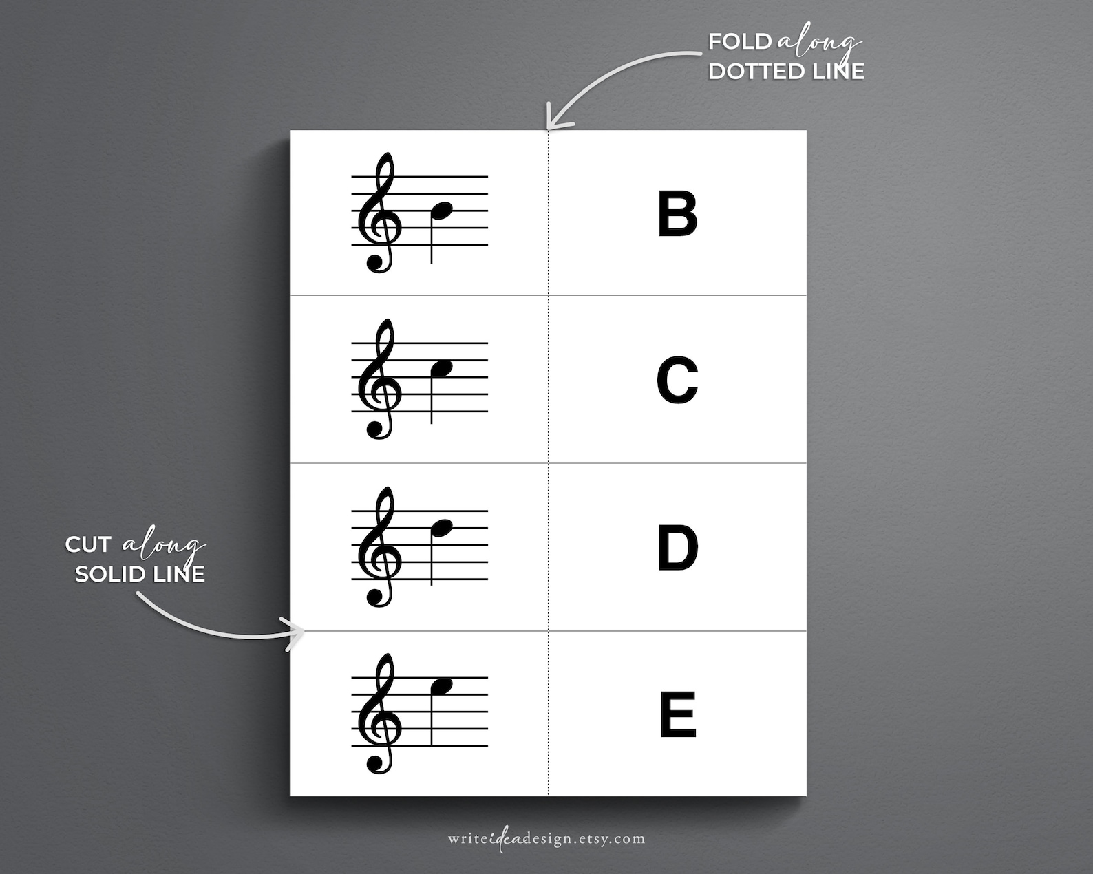 Printable Music Note Flash Cards. Treble Clef. Learning to - Etsy