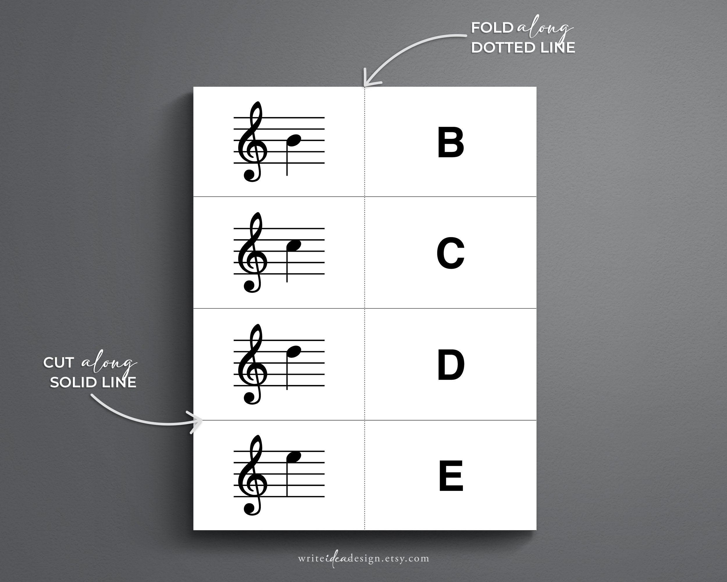 Printable Music Note Flash Cards. Treble Clef. Learning to - Etsy