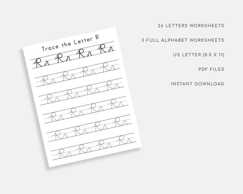 Cursive Letter Tracing. Cursive Handwriting Practice. Learn - Etsy