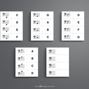 Printable Music Note Flash Cards. Bass Clef. Learning to Read Music ...