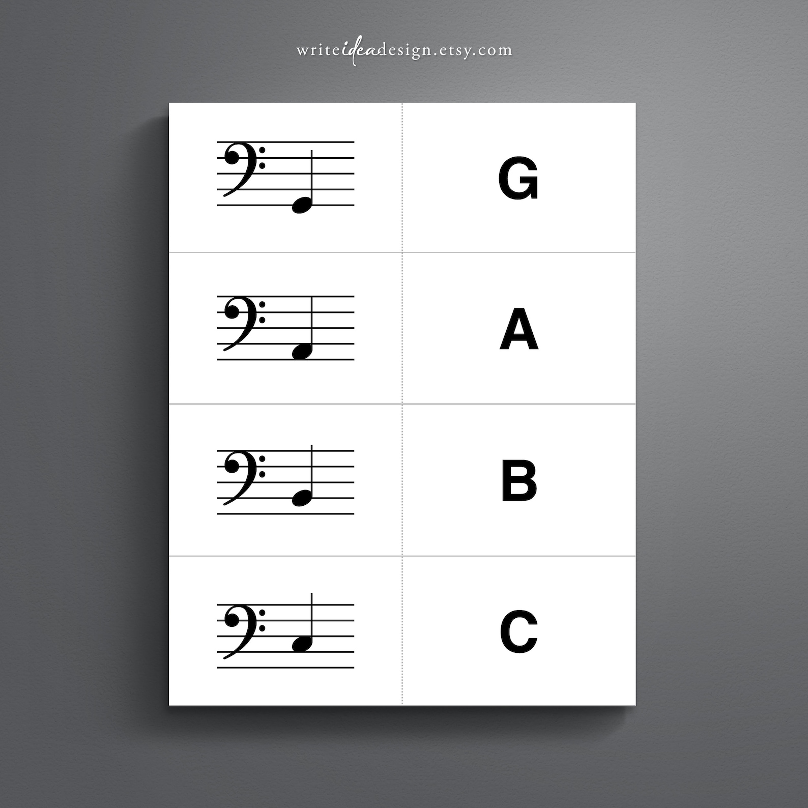Printable Music Note Flash Cards. Bass Clef. Learning to Read Music ...