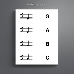 Printable Music Note Flash Cards. Bass Clef. Learning to Read Music ...