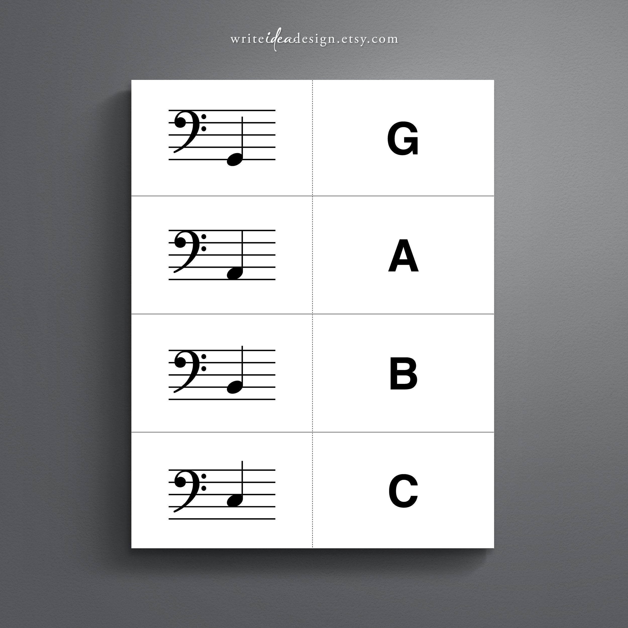 Printable Music Note Flash Cards. Bass Clef. Learning to Read Music ...