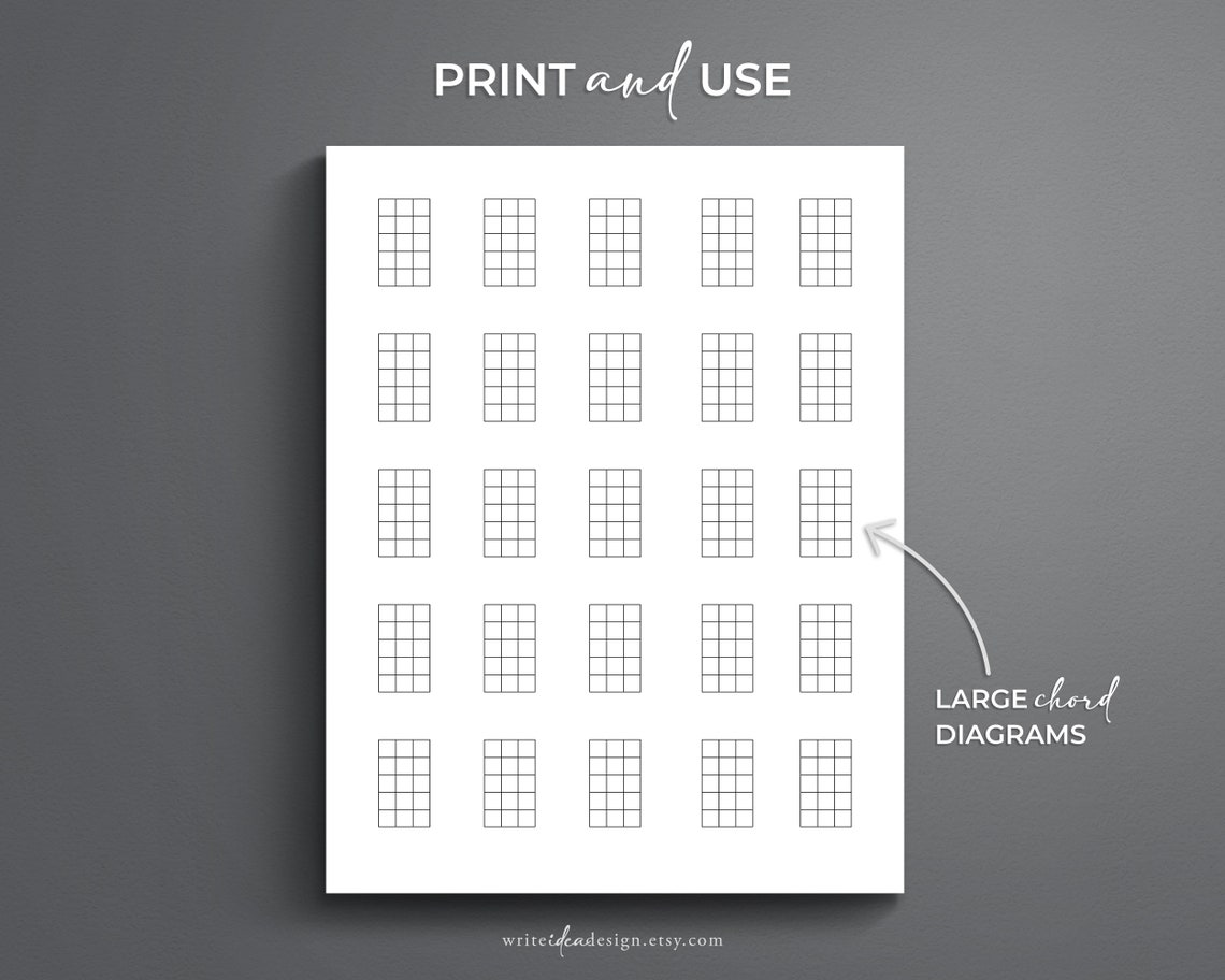 Printable Ukulele or Bass Guitar Blank Chord Chart. Blank - Etsy