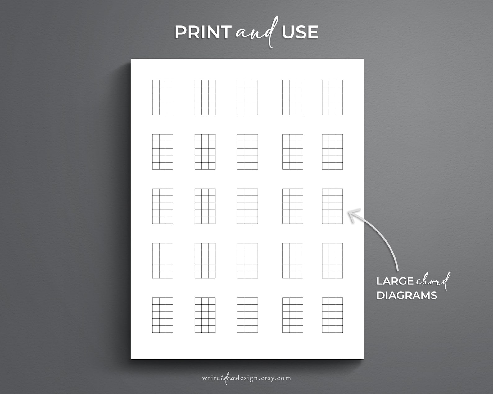 Printable Ukulele or Bass Guitar Blank Chord Chart. Blank Ukulele Chord ...