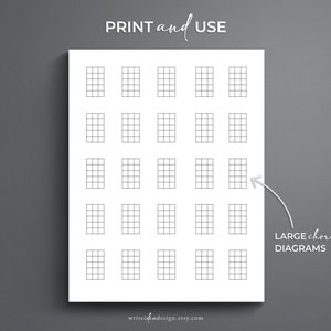 Printable Ukulele or Bass Guitar Blank Chord Chart. Blank Ukulele Chord ...