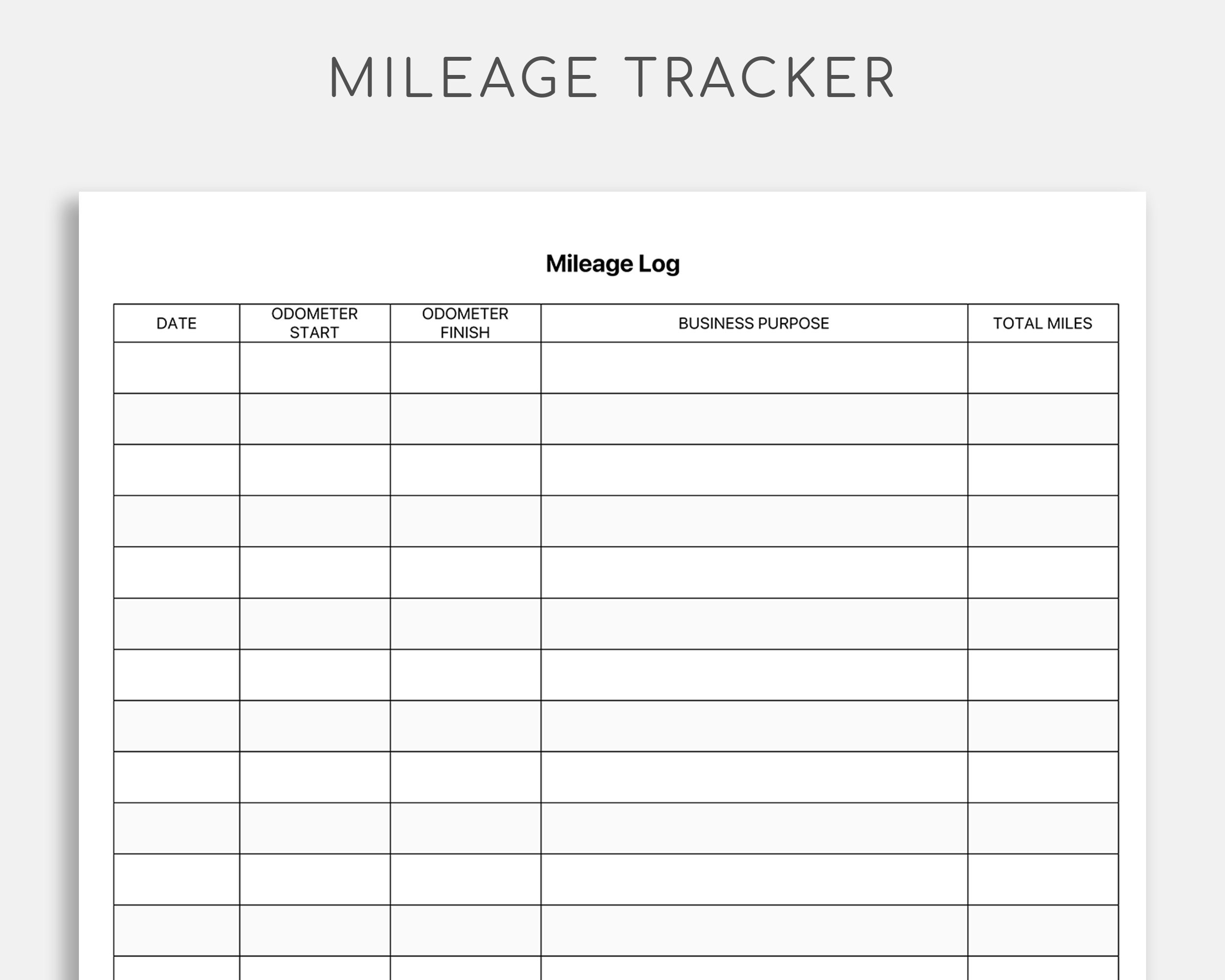 Mileage Log. Mileage Tracker Log. Business Mileage. Miles Log. - Etsy