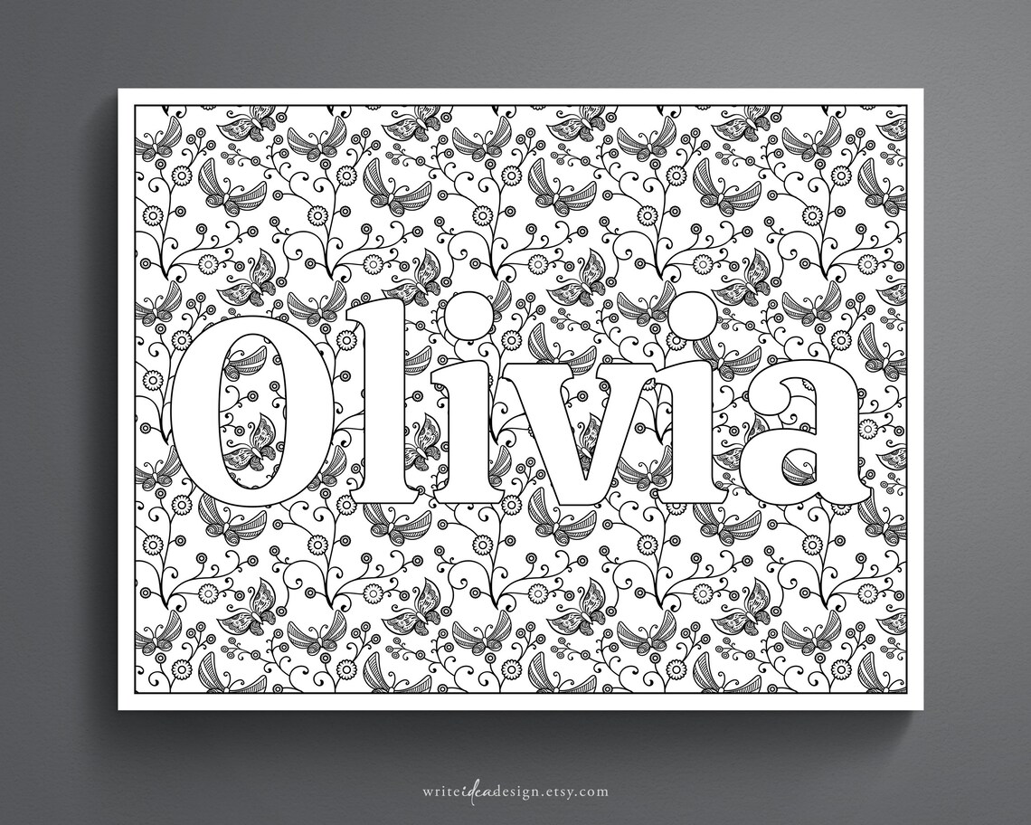 Custom Name Coloring Page. Custom Name Print. Custom Color - Etsy