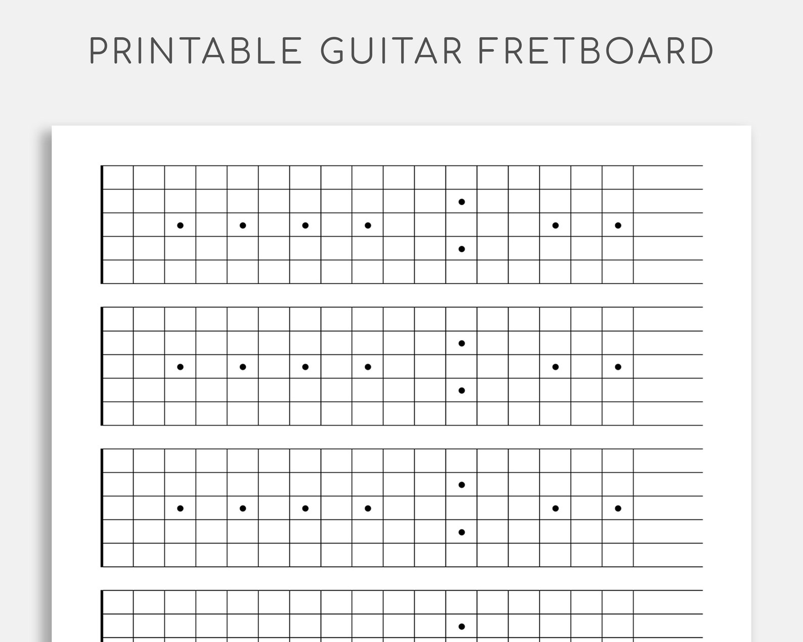 Printable Guitar Neck Diagram. Blank Guitar Fretboard. Blank - Etsy
