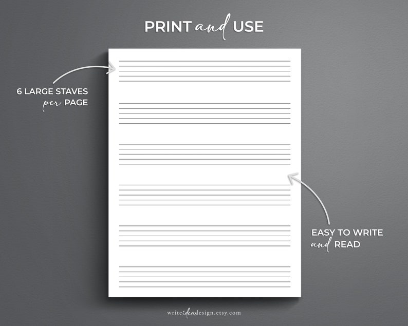 Wide Staff Sheet Music for Letter/a4. Blank Sheet Music - Etsy