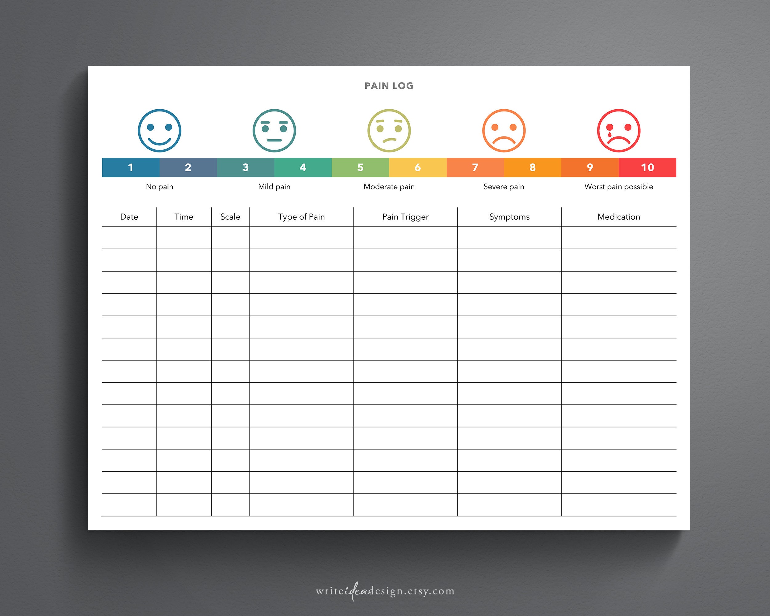 Printable Pain Log Track Your Child's Pain and Symptoms. - Etsy Australia