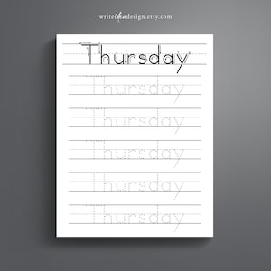 Printable Days of the Week Tracing Worksheets. Kids Handwriting ...