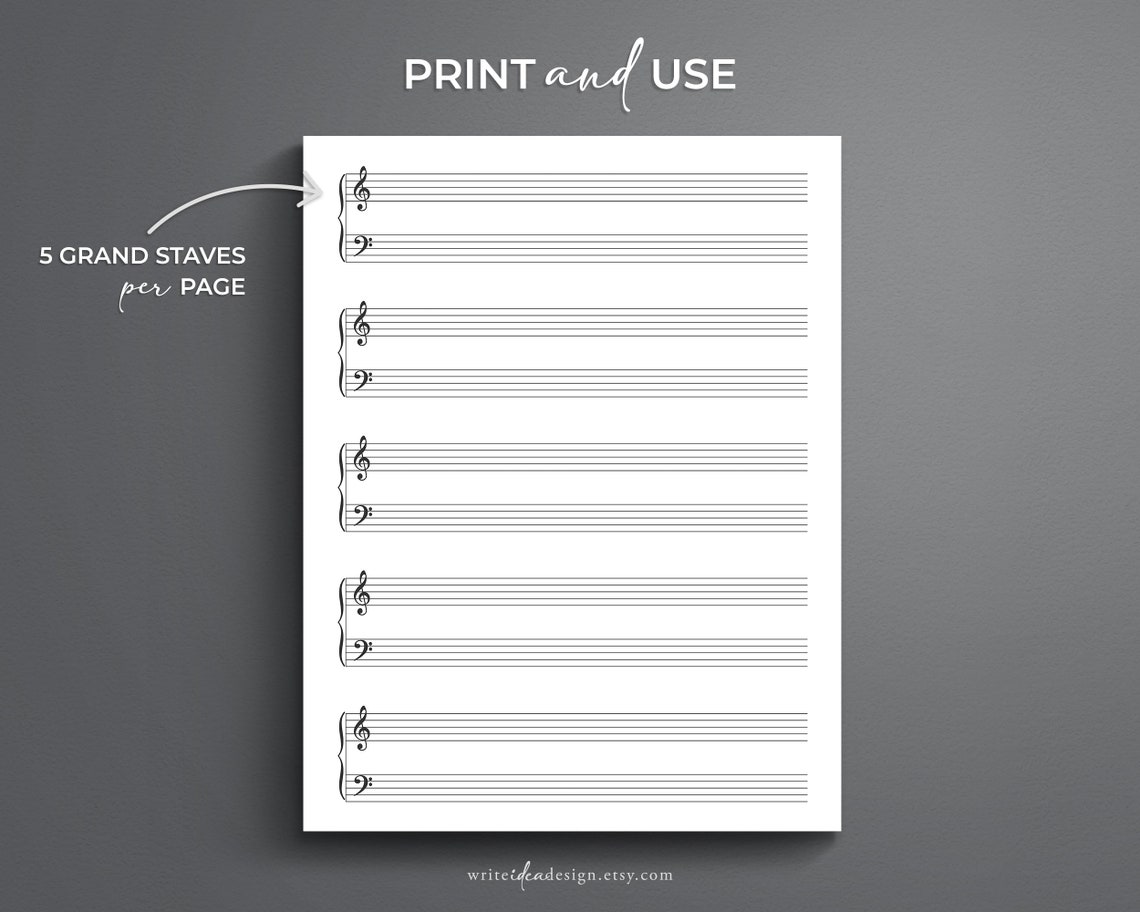 Printable Sheet Music for Letter/a4. Blank Sheet Music Printable. Piano ...