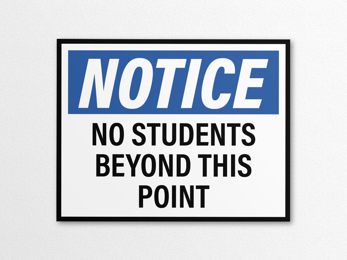 No Students Beyond This Point Sign: School Notice Printable (PDF & PNG ...