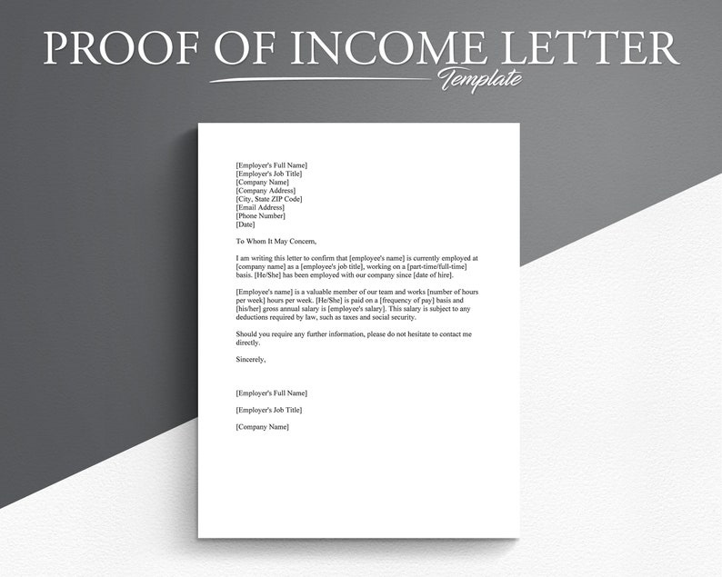 Professional Proof of Income Letter Template. Google Docs/microsoft ...