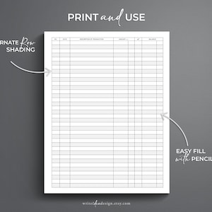 Printable Checkbook Register. Finance Tracker. Check Register ...