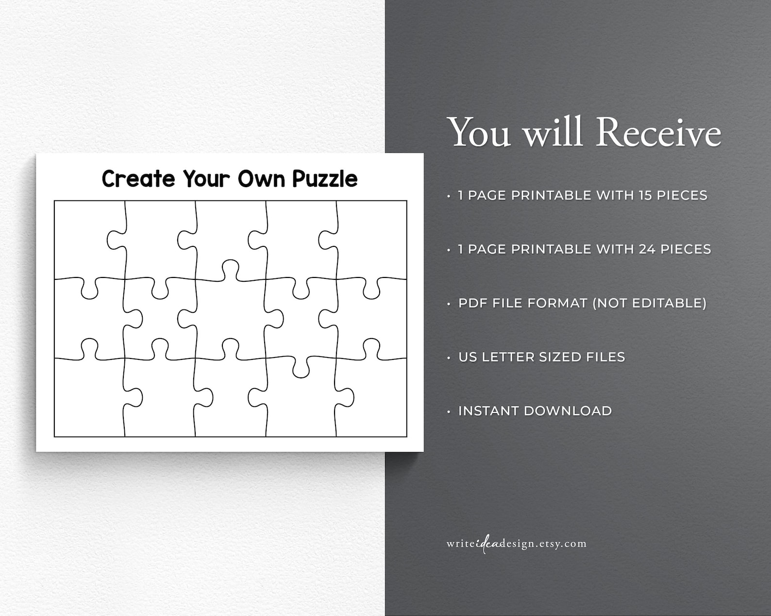 DIY Puzzle Worksheet: Custom Printable Jigsaw for Kids (PDF) - Etsy