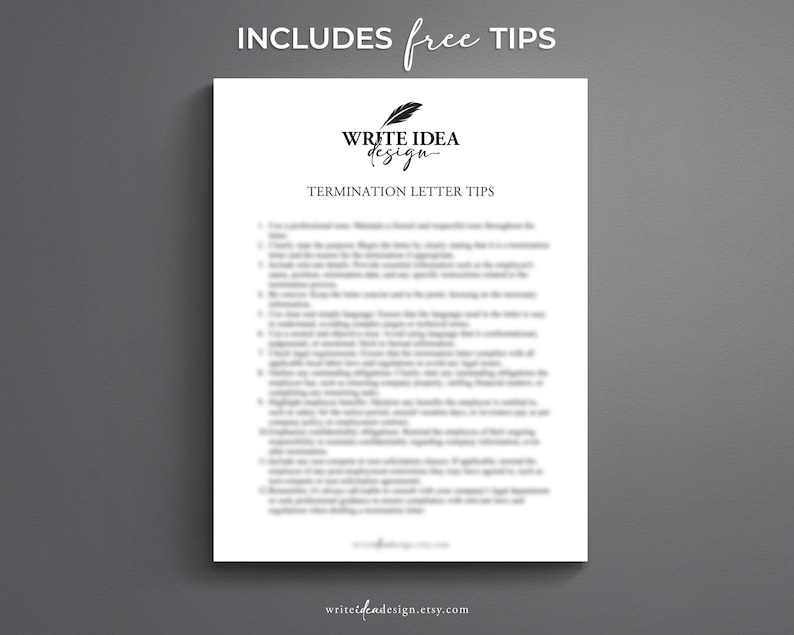 Professional Termination Letter Template. Google Docs/microsoft Word ...