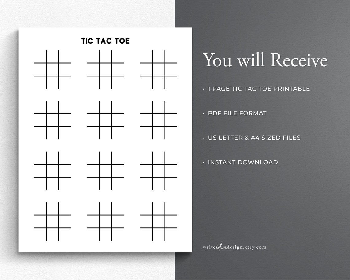 Printable Tic Tac Toe Game. Printable Game. Noughts and - Etsy