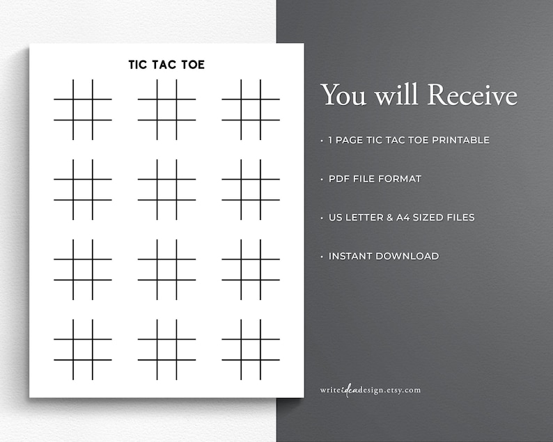 Printable Tic Tac Toe Game. Printable Game. Noughts and - Etsy