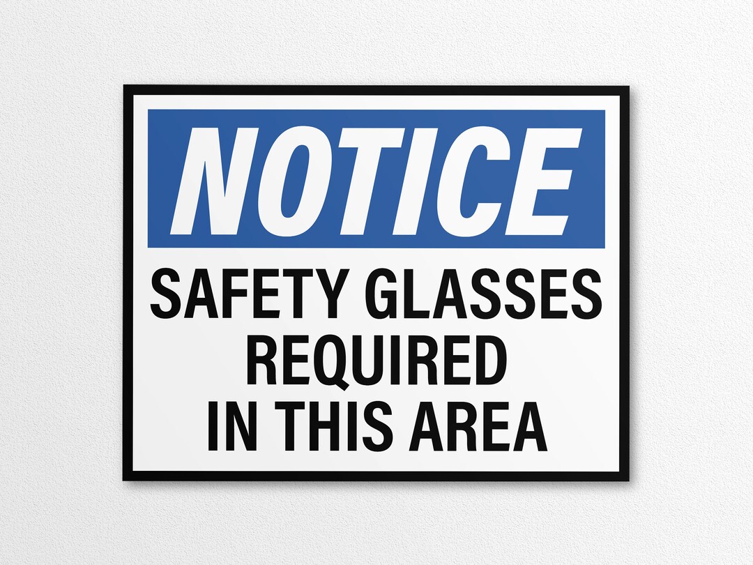 Safety Glasses Required Sign: Printable Notice (PNG/PDF) - Etsy