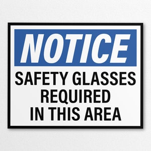 Safety Glasses Required Sign: Printable Notice (PNG/PDF) - Etsy