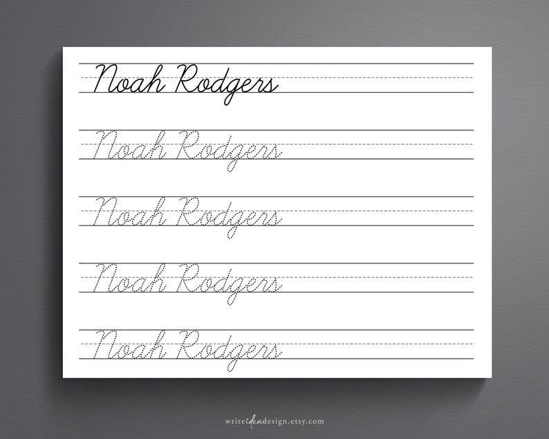 Personalized Cursive Name Tracing Sheet. Cursive Name Writing. - Etsy UK