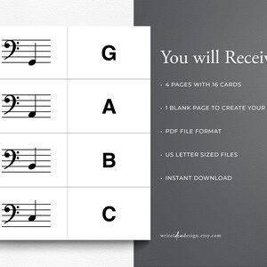 Printable Music Note Flash Cards. Bass Clef. Learning to Read Music ...