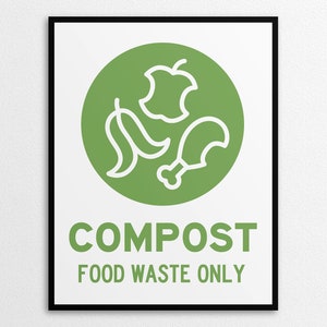 Printable Compost Food Waste Only Sign in US Letter and A4 Sizes ...
