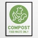 Printable Compost Food Waste Only Sign in US Letter and A4 Sizes ...