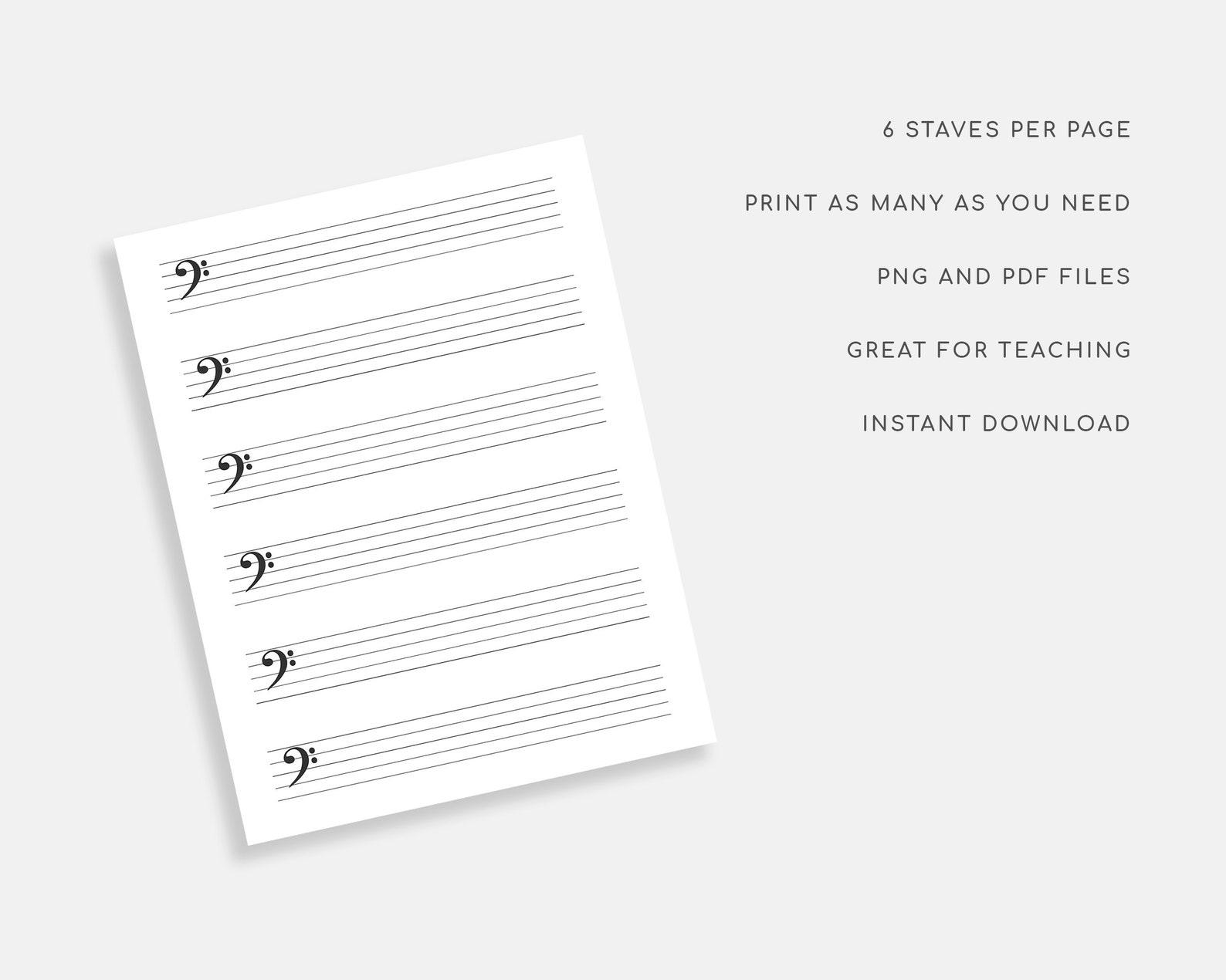 Kids Printable Bass Clef Sheet Music for Letter/a4. Blank | Etsy