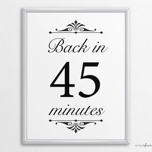 Printable Back in X Minutes Sign: Office, Retail (PNG/PDF) - Etsy