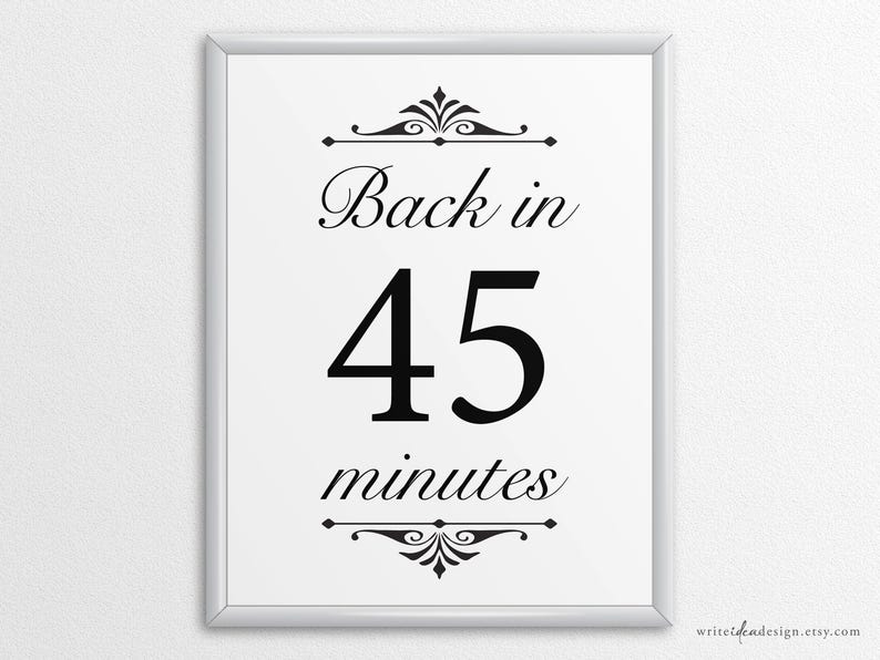 Printable Back in X Minutes Sign: Office, Retail (PNG/PDF) - Etsy