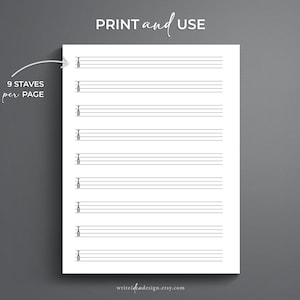 4 String Sheet Music. Printable Bass Guitar and Ukulele Tab Paper for ...
