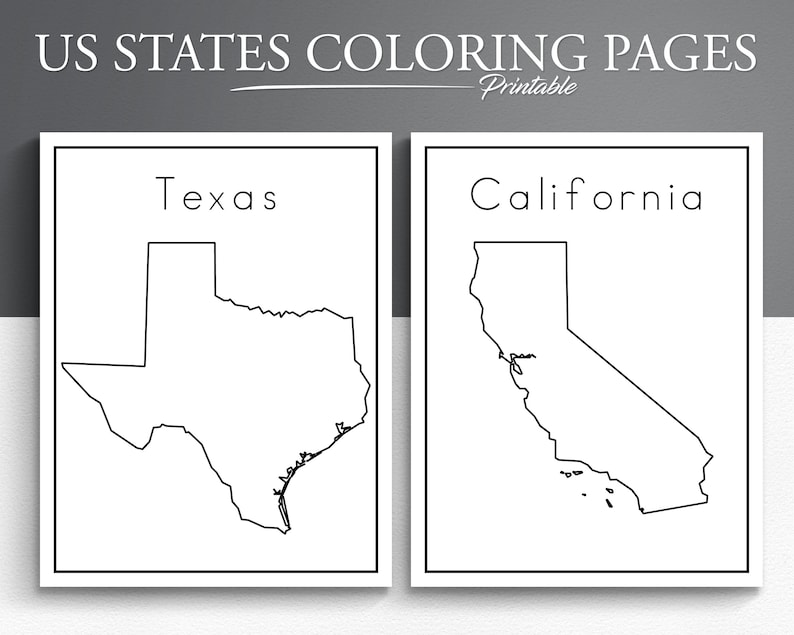 50 US State Coloring Page. Geography Color Page. Social - Etsy